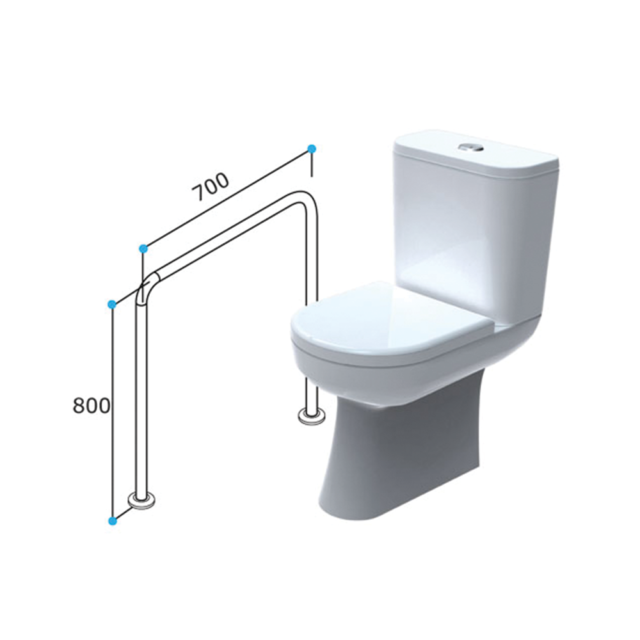 T5 - TOILET GRABRAIL - U Shaped Floor To Floor Support Rail