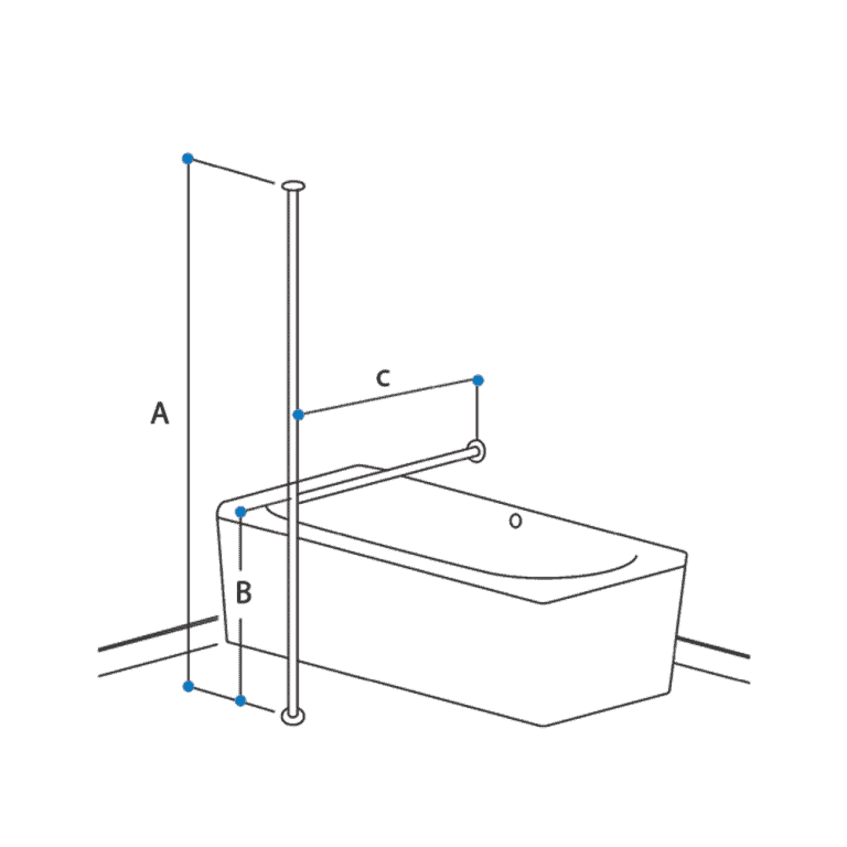 B7 - BATH GRABRAILS - Floor To Ceiling Grab Bar With Cross Bar